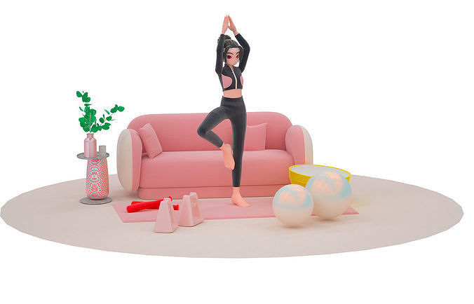 C4D model home moving character scene 3D model | CGTrader