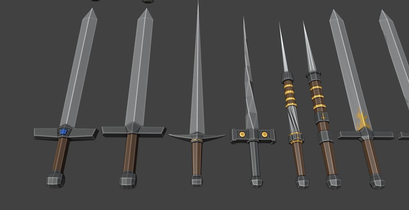 3D model Low Poly Swords and weaponry VR / AR / low-poly | CGTrader