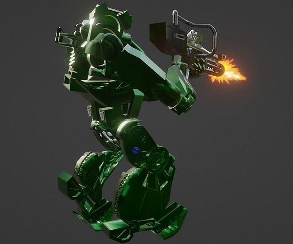 3D model AVATAR ROBOT RIG MUZZLE FLASH WEAPON WITH ANIMATION VR / AR ...