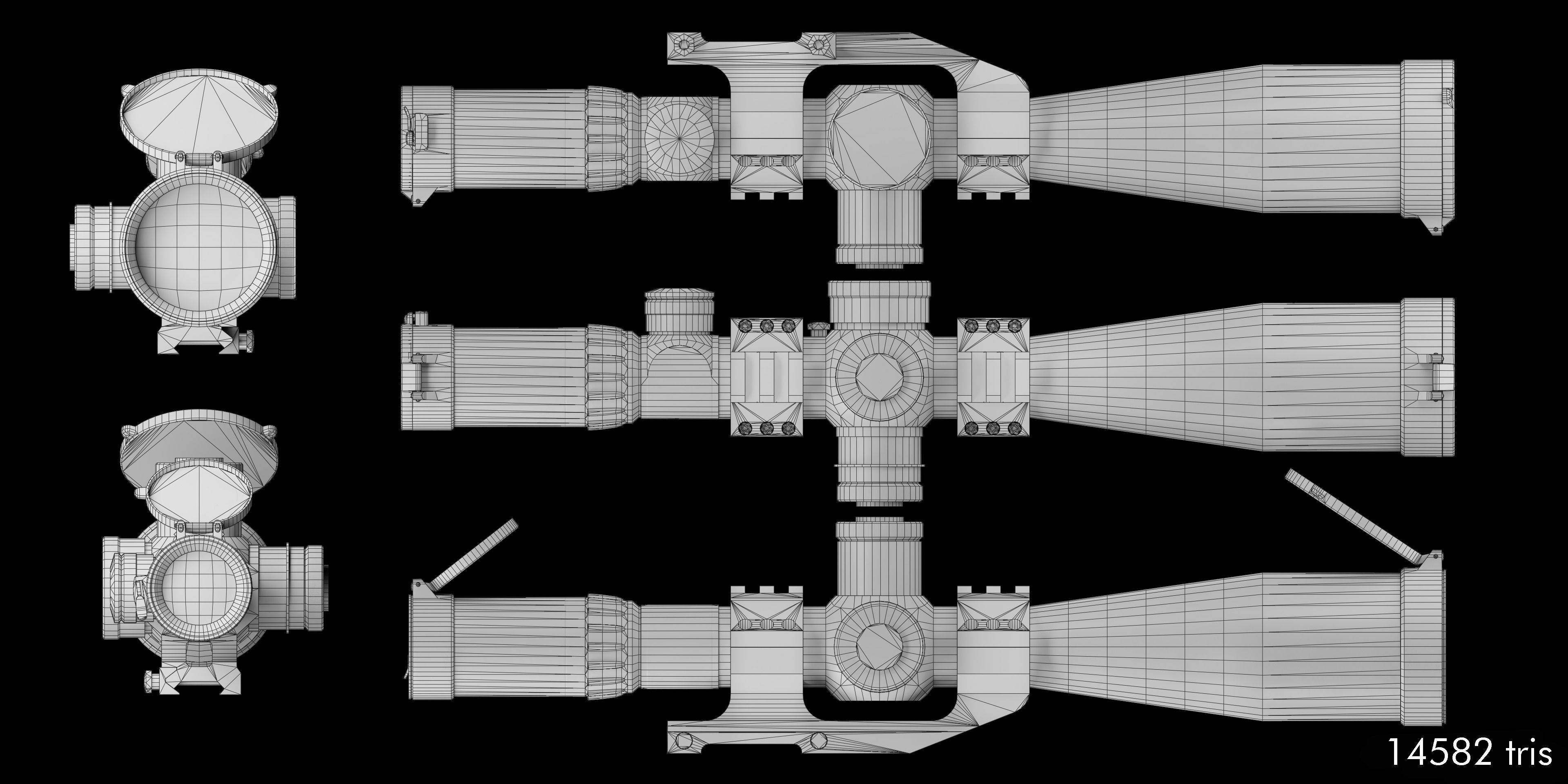 3D model Sniper rifle scope with mount VR / AR / low-poly | CGTrader