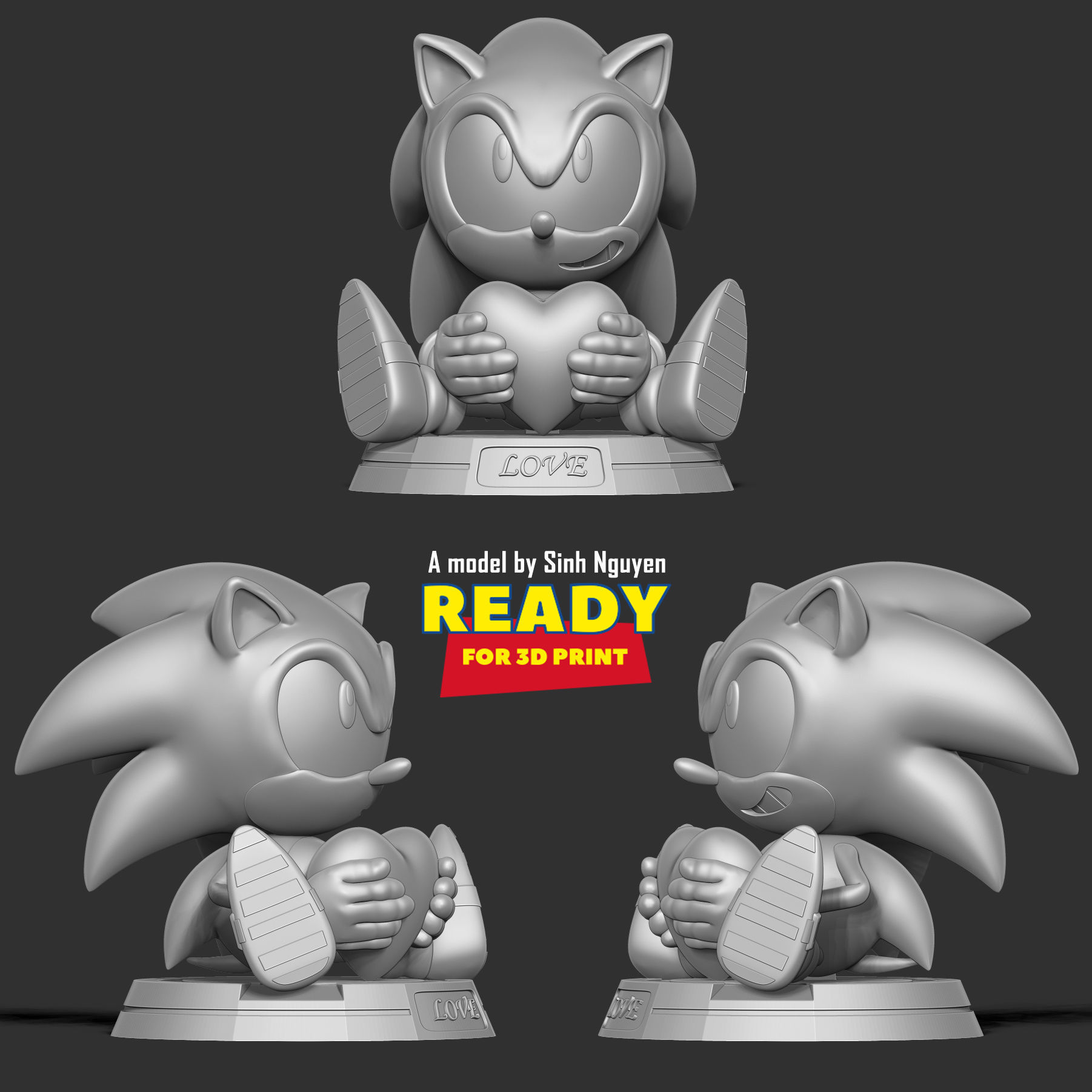 Sonic with Valentine 3D model 3D printable | CGTrader