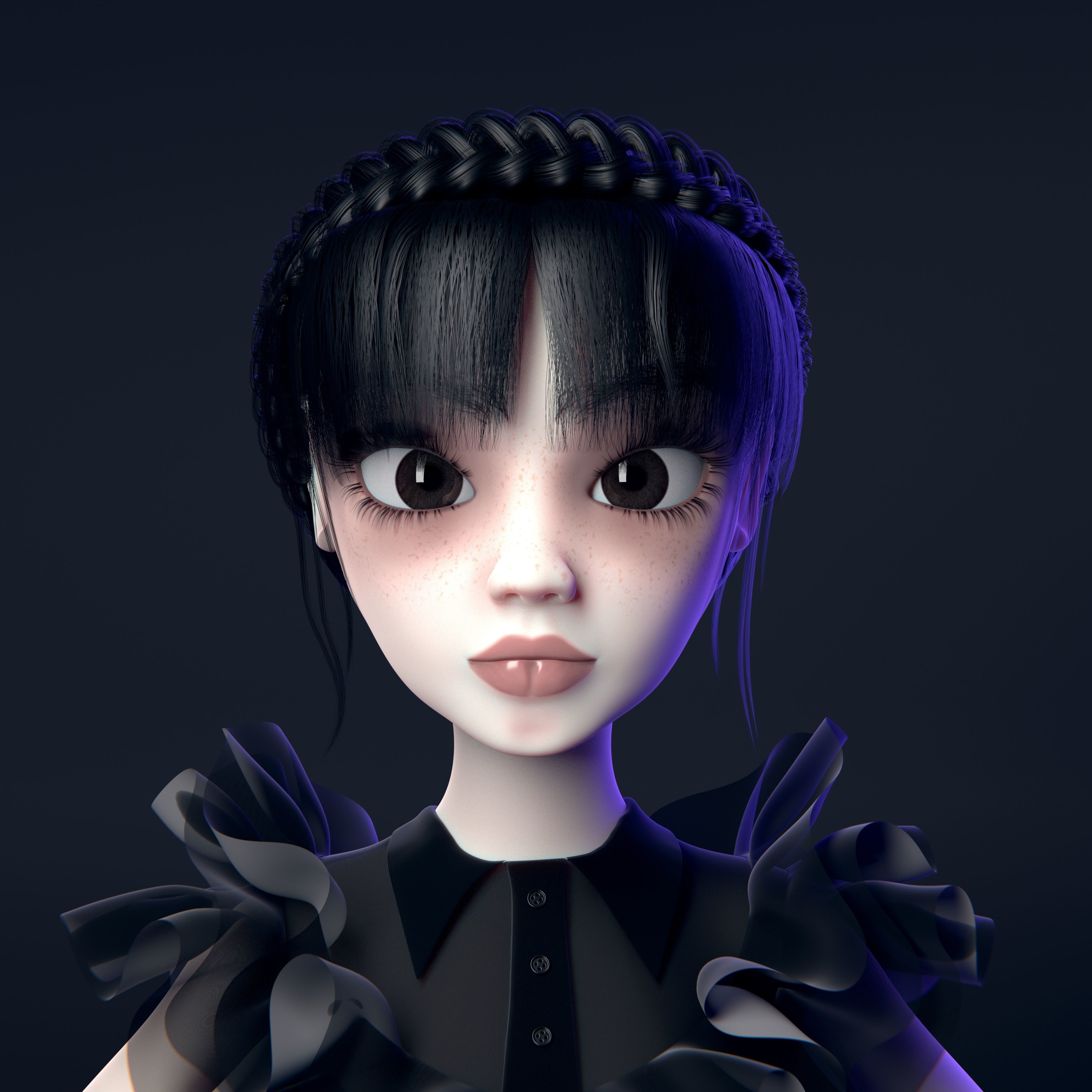 3D model Wednesday Addams LowPoly Pack of Two Rigged 3D Models VR / AR ...
