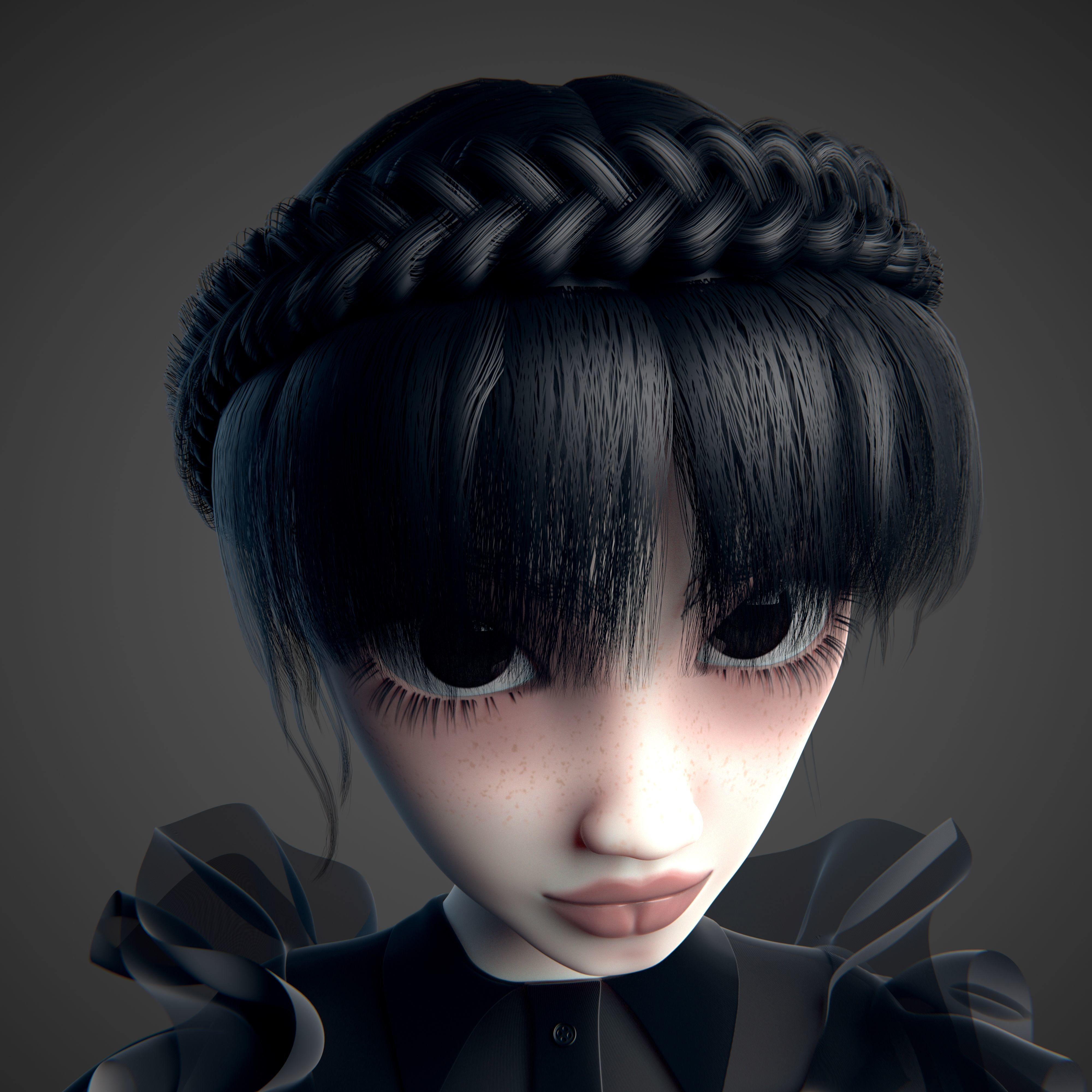 3D model Wednesday Addams LowPoly Pack of Two Rigged 3D Models VR / AR ...