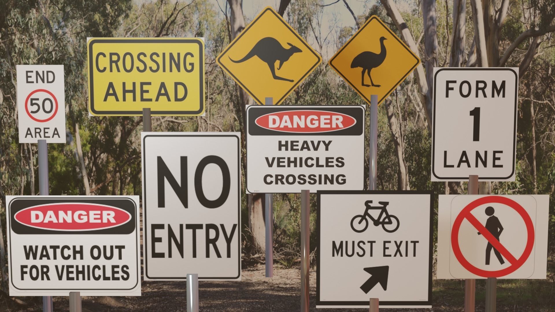 Australian Road Signs free 3D model | CGTrader