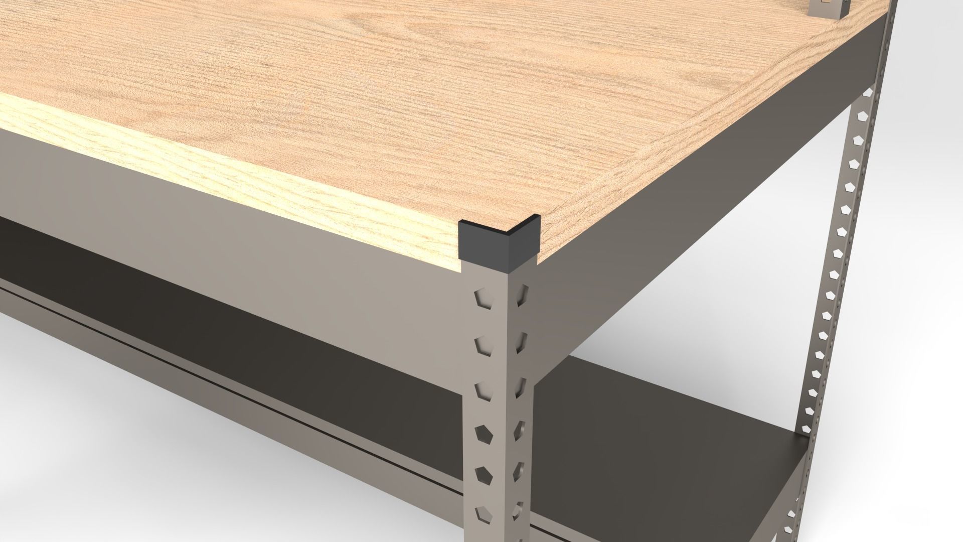 Metal and Wood Workbench - 900mm high and 2520mm long 3D model | CGTrader