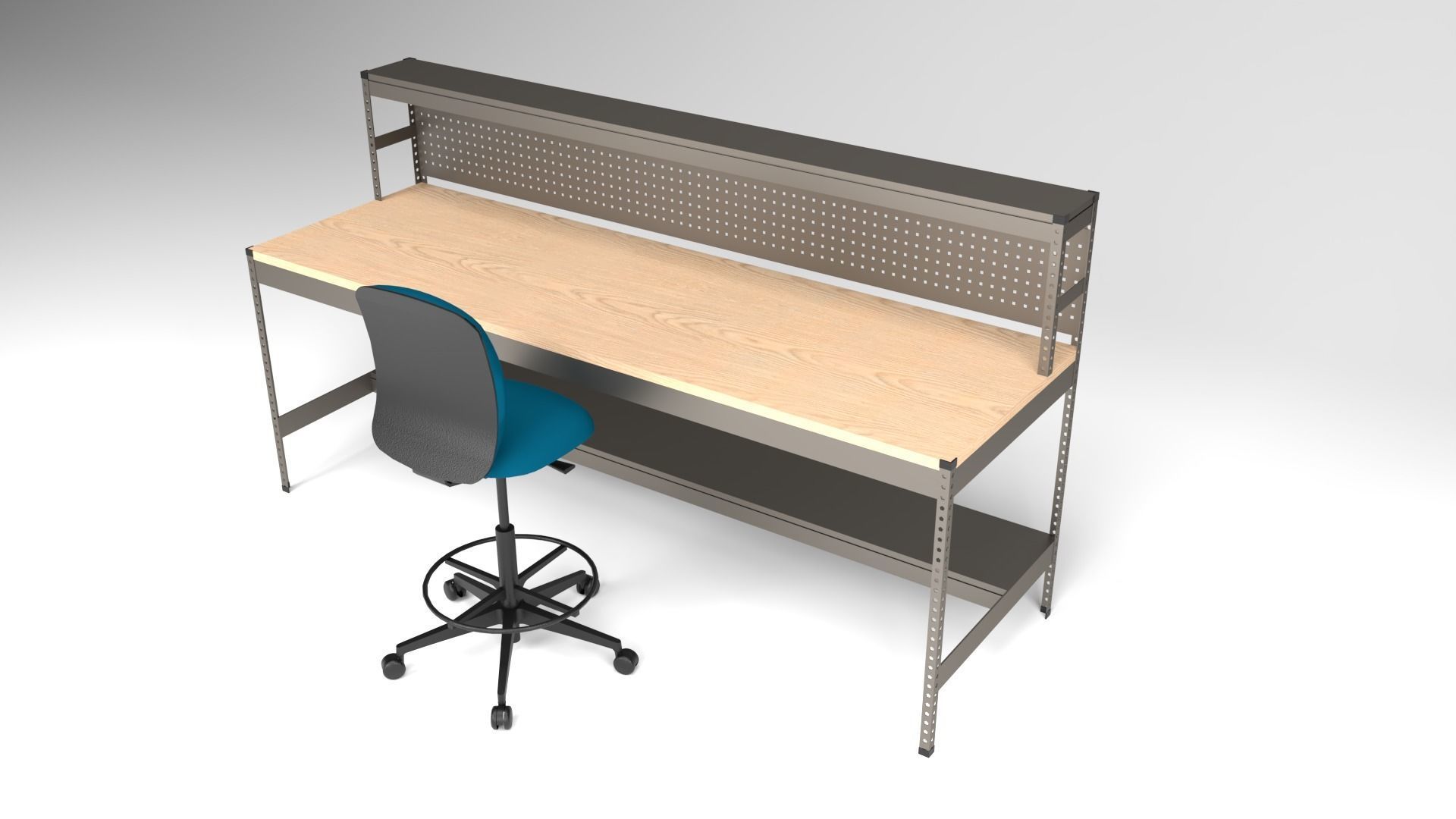 Metal and Wood Workbench - 900mm high and 2520mm long 3D model | CGTrader