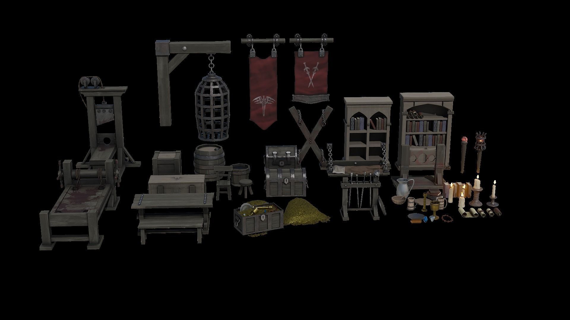 Blender 3 Become a Prop Artist Dungeon Pack 3D model animated rigged ...