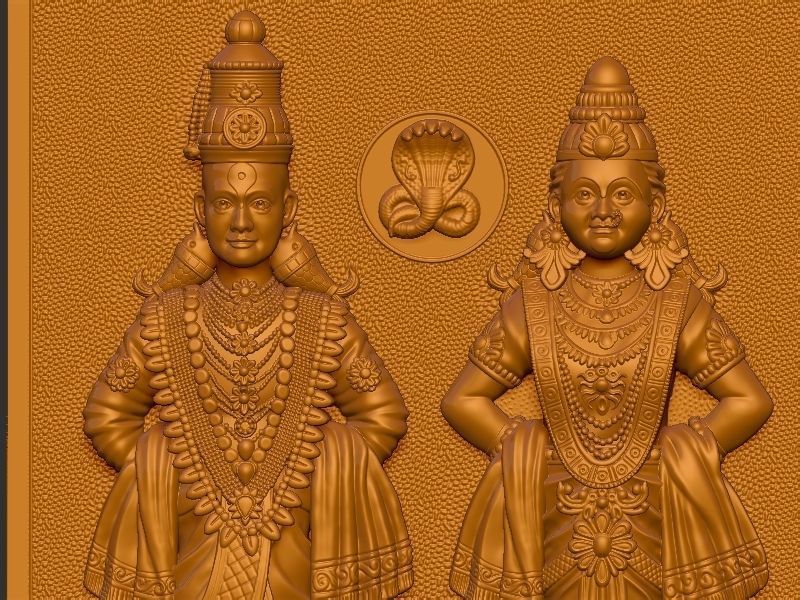 Vitthal Rukmini design with frame 3D model 3D printable | CGTrader