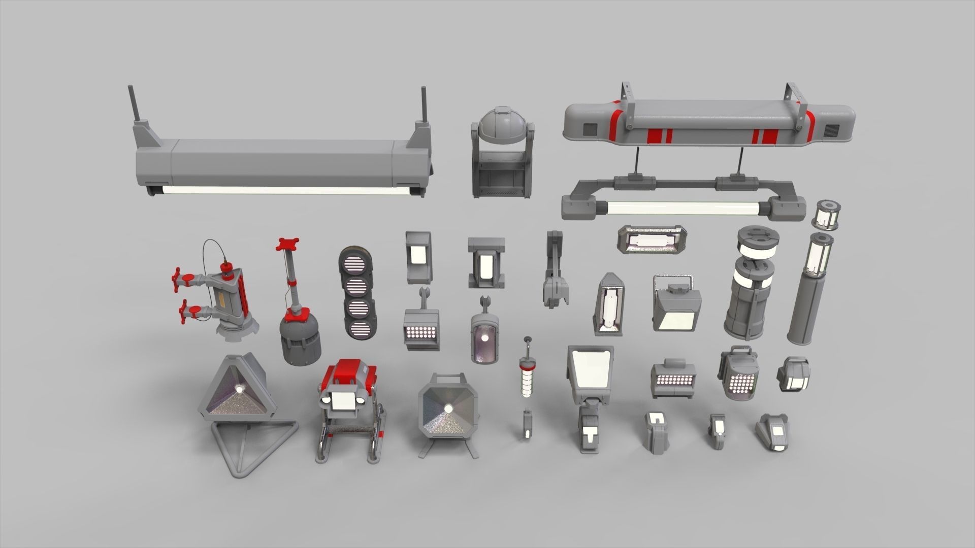 sci fi lighting 9 3D model | CGTrader