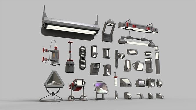 sci fi lighting 9 3D model | CGTrader