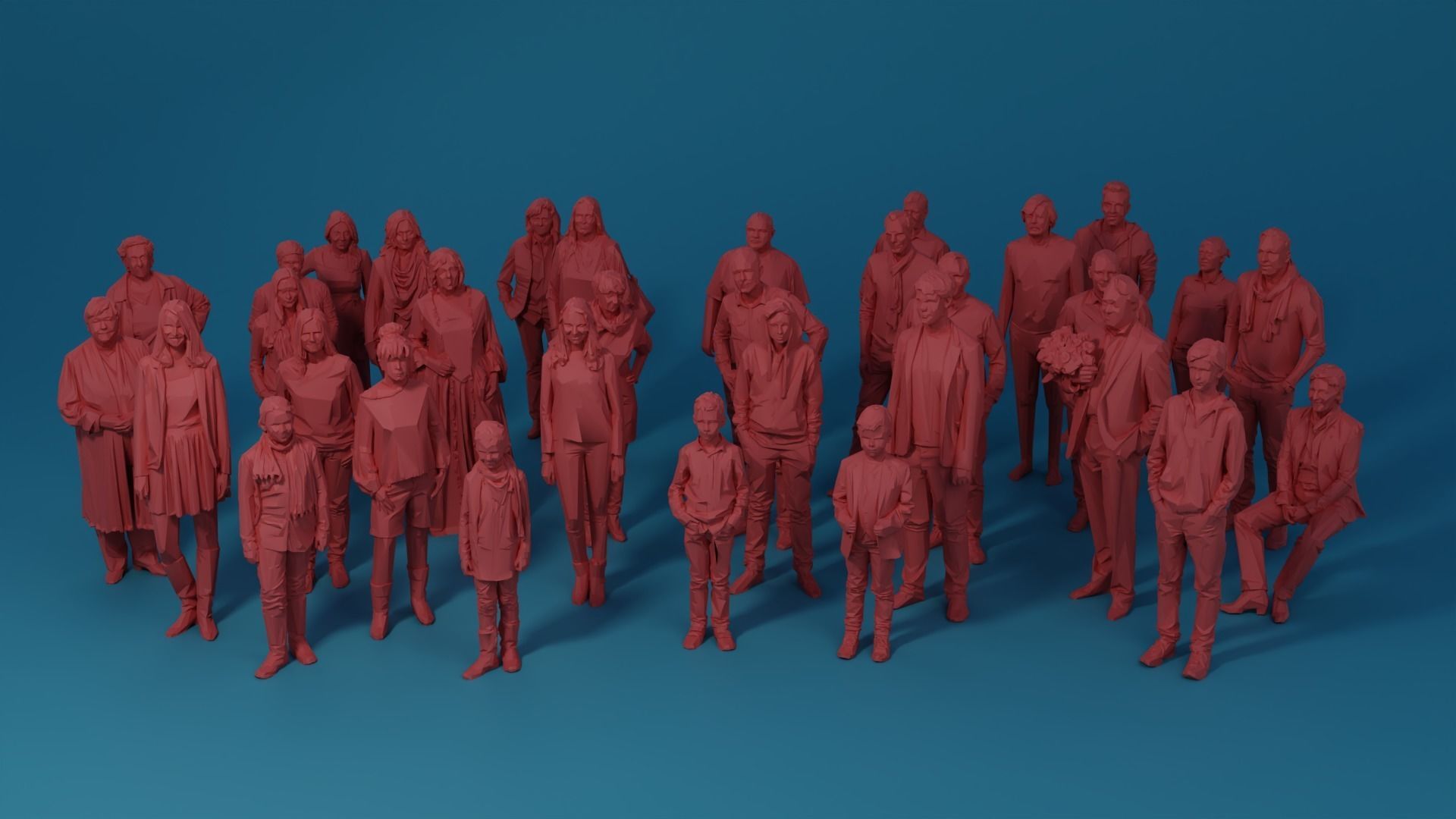 Low Poly Humans Set A 33 models 3D printable 3D model 3D printable ...