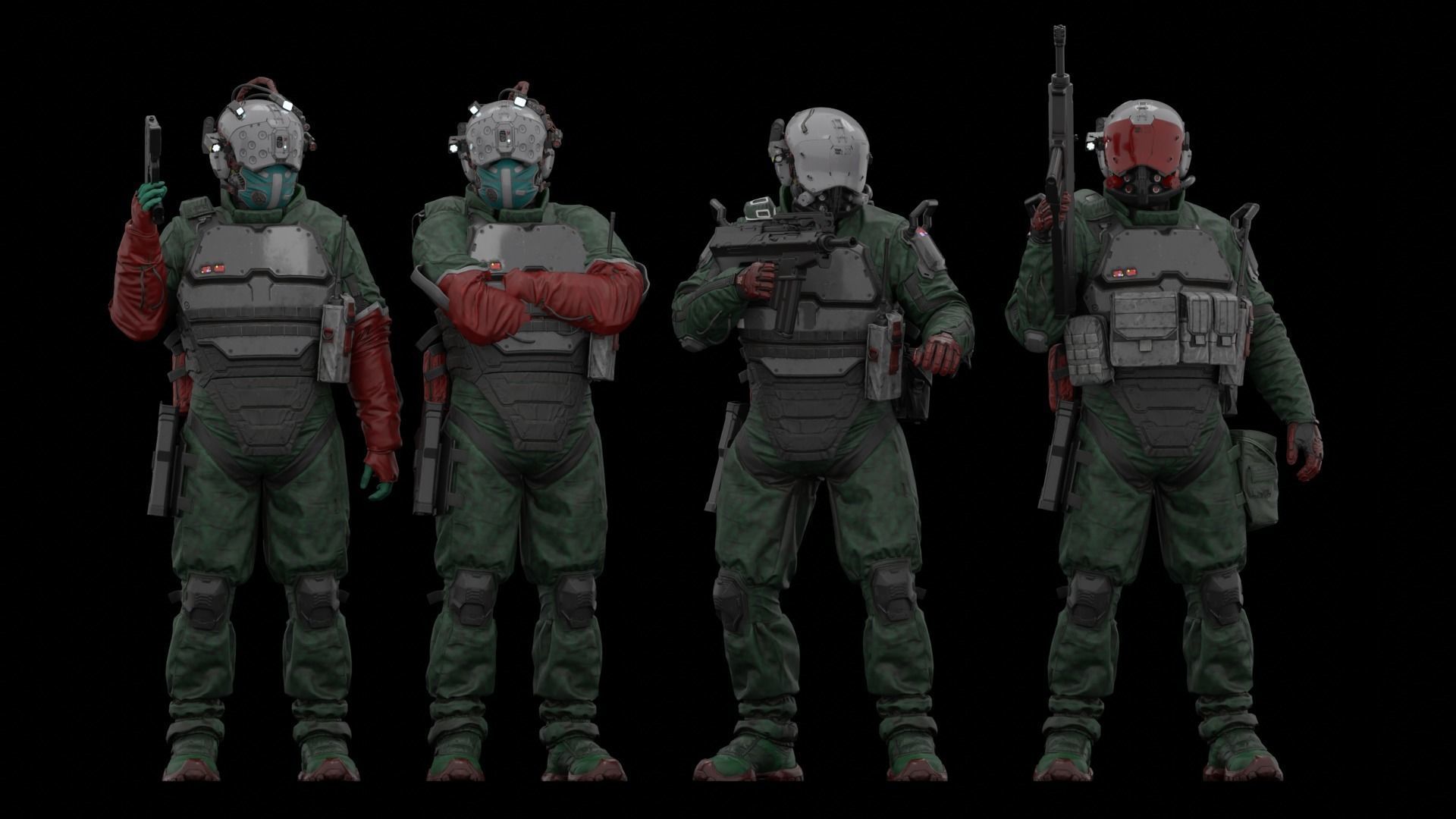 Cyberpunk Trauma Team miniatures 3D model 3D printable | CGTrader