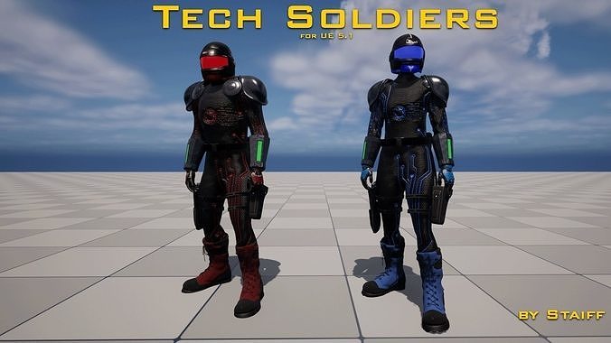 Tech Costume and props for Manny and Quinn Characters 3D model animated ...