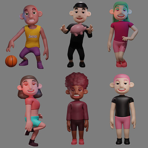 3D model Characters pack VR / AR / low-poly | CGTrader