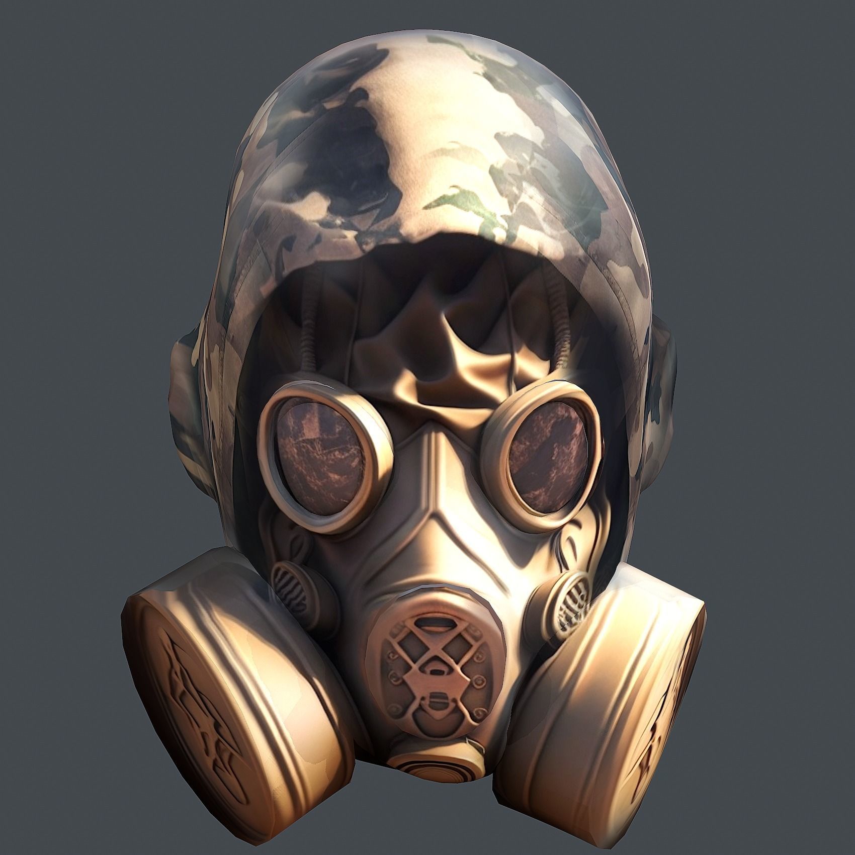 3D model Gas mask helmet 3d model military combat Low-poly 3D model VR ...
