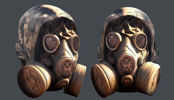 3D model Gas mask helmet 3d model military combat Low-poly 3D model VR ...