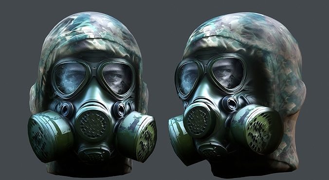 3D model Gas mask helmet 3d model military combat Low-poly Low-poly VR ...