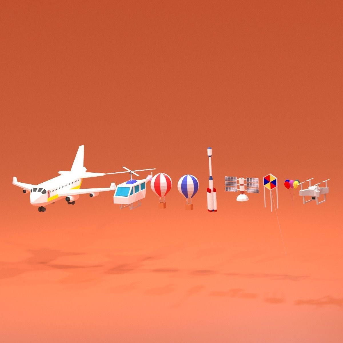 3D model Cartoon Flying Vehicles and Props Pack VR / AR / low-poly ...