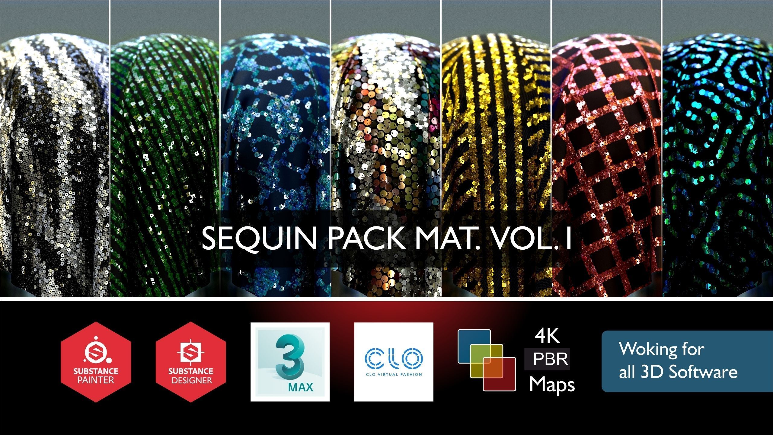 Seven PBR sequin texture 4K and work on all 3D Software Texture | CGTrader