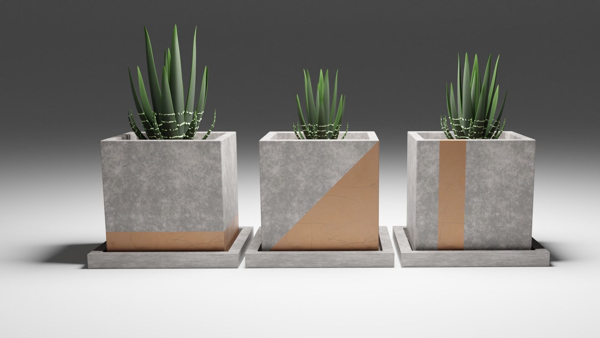 Copper concrete planters 3D model | CGTrader