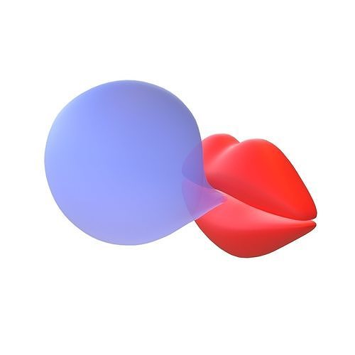 3D model Cartoon Lips With Bubblegum v1 004 VR / AR / low-poly | CGTrader