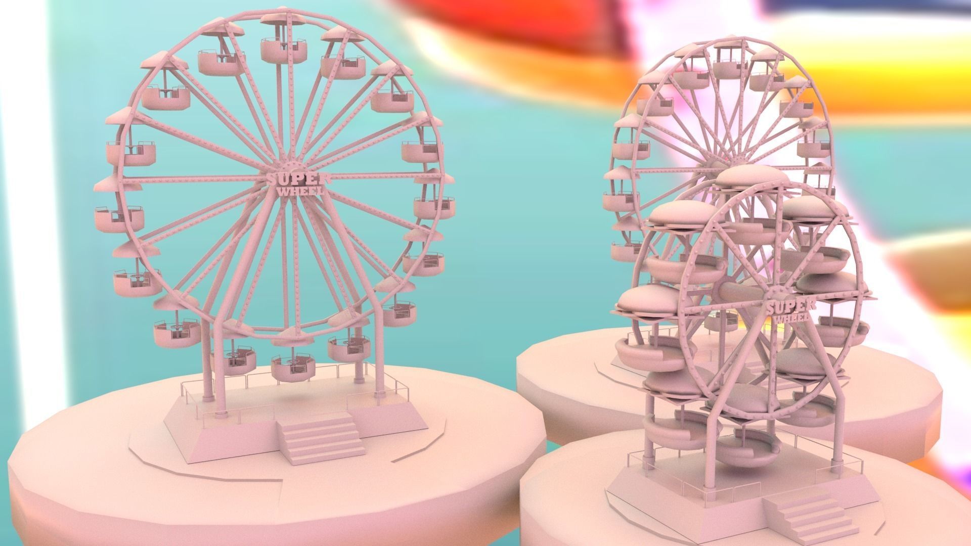 3D model Ferris wheels pack VR / AR / low-poly | CGTrader