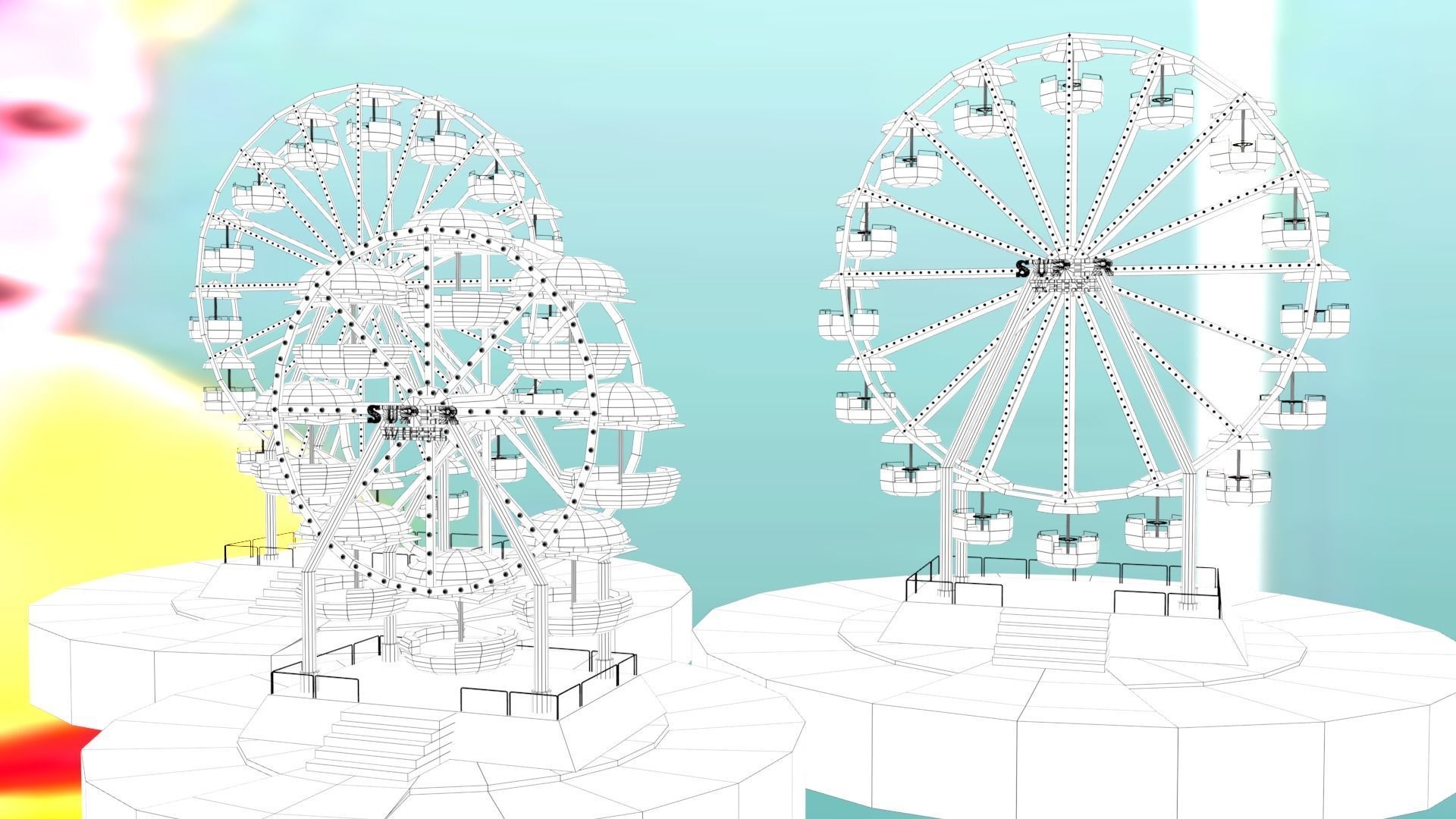 3D model Ferris wheels pack VR / AR / low-poly | CGTrader