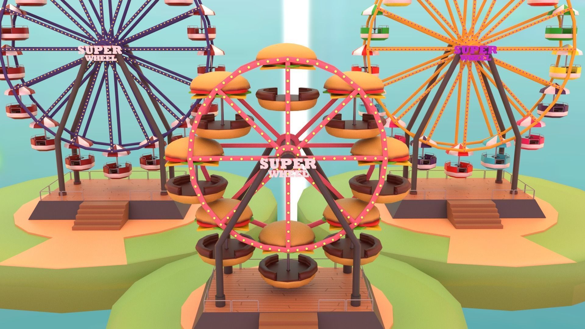 3D model Ferris wheels pack VR / AR / low-poly | CGTrader