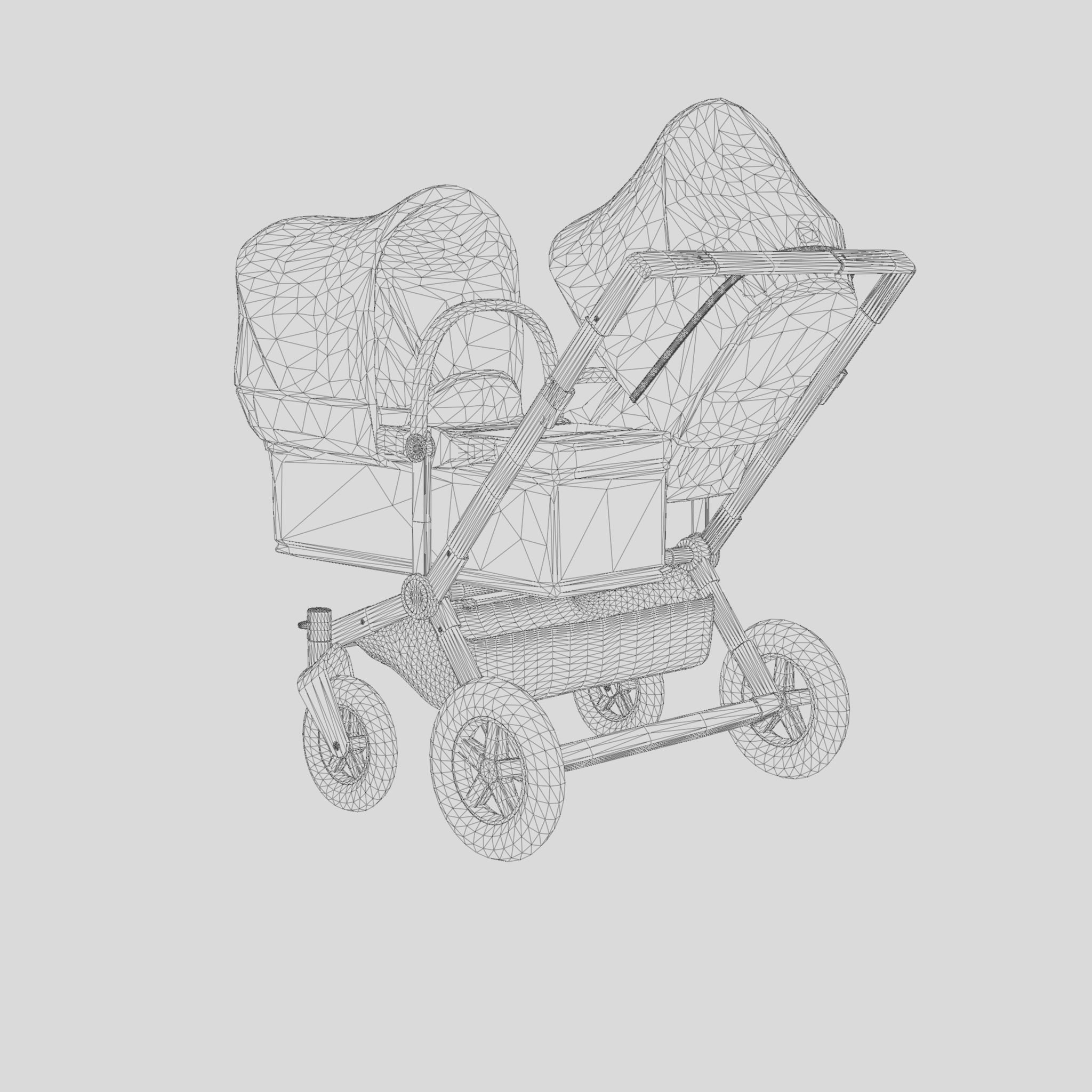 3D model 3D Model of Prams and Strollers - Bugaboo Donkey2 Duo VR / AR ...