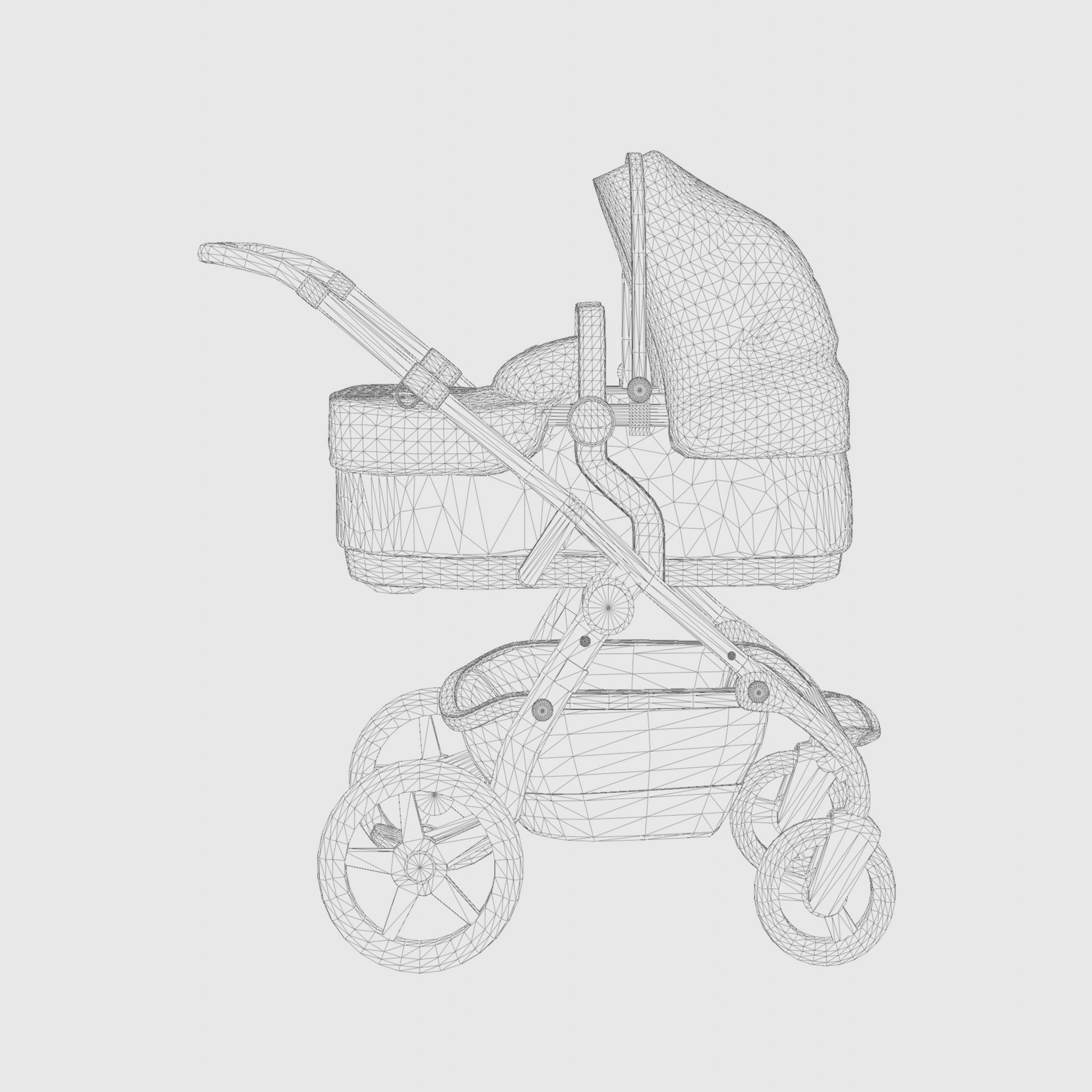 3D model 3D Model of Prams and Strollers - Silver Cross Wave Granite ...