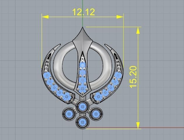 Pendant symbol of Khanda Model 2958 3D model 3D printable | CGTrader