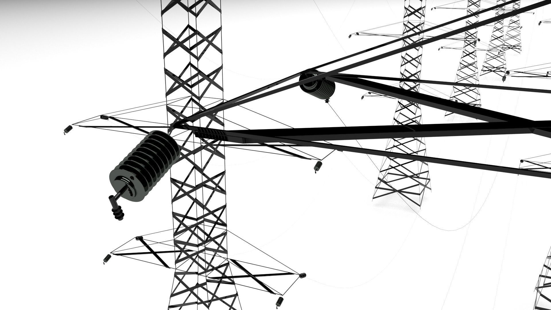 Powerline of Electric Transmission towers 3D model | CGTrader
