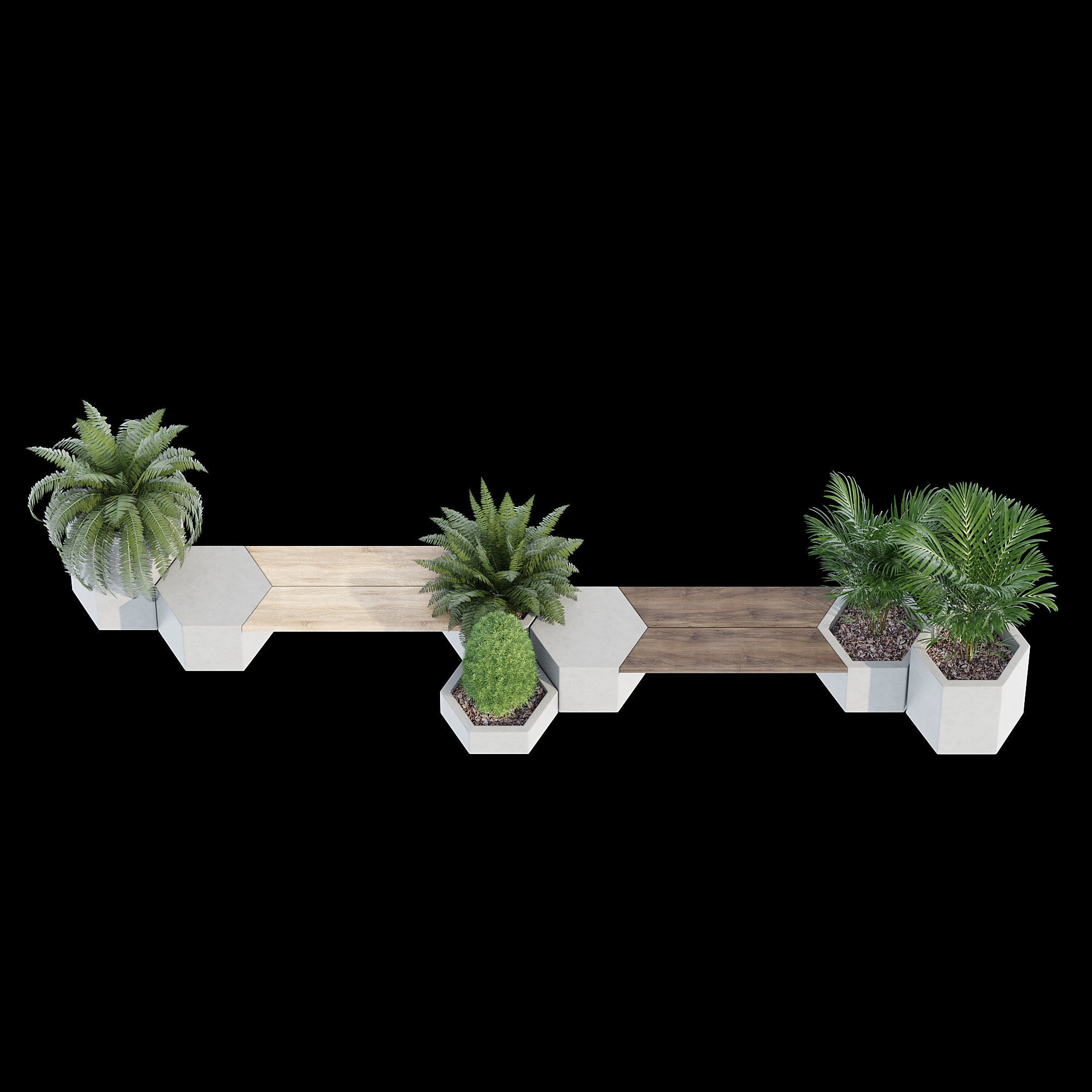 Concrete Hex-Bench 3D model | CGTrader