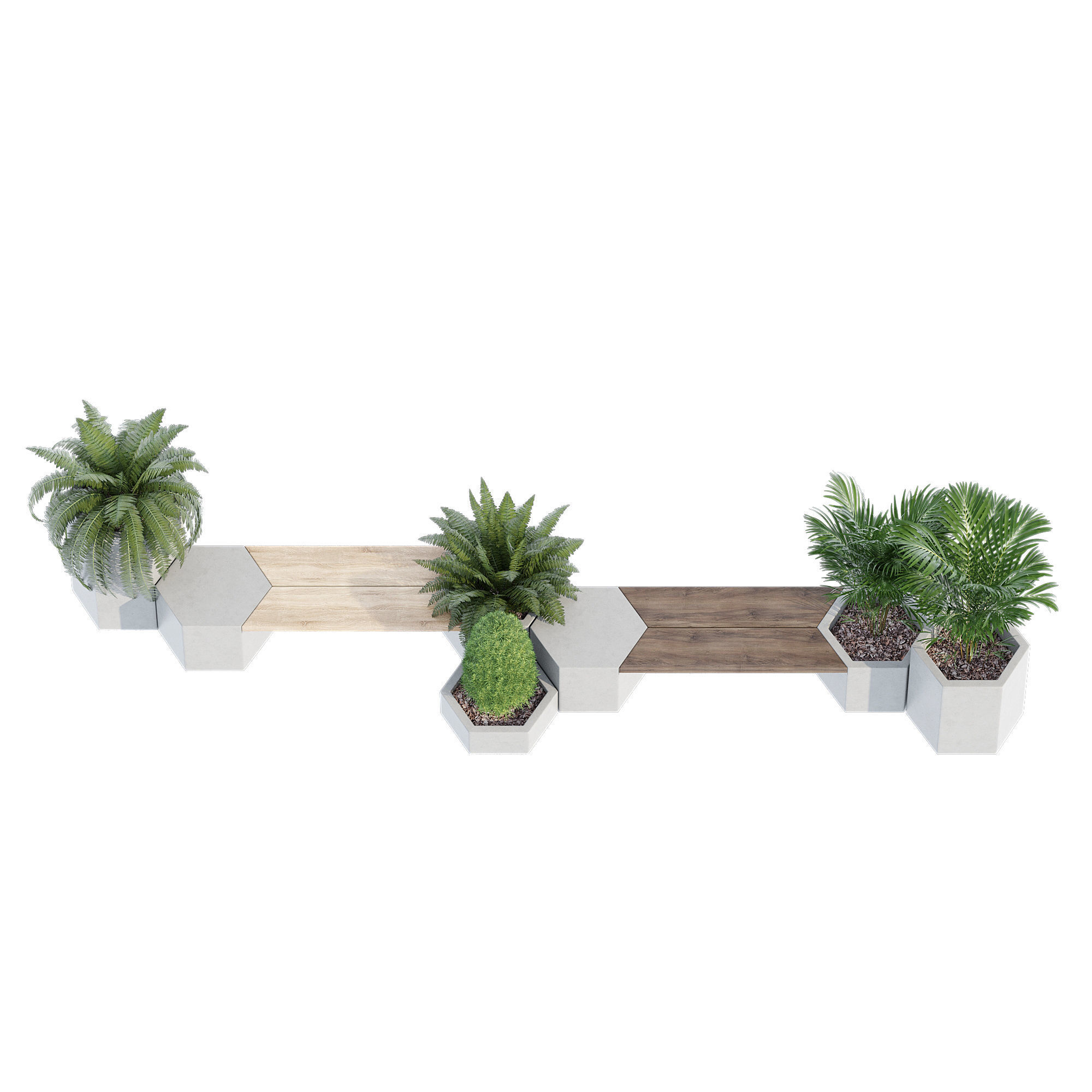 Concrete Hex-Bench 3D model | CGTrader