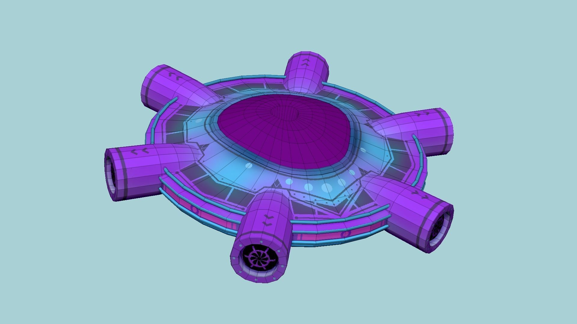 3D model Alien Spaceship UFO J04 Purple Blue - Sci Fi Spacecraft Design ...
