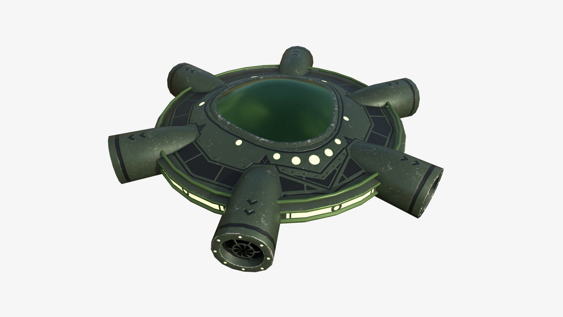 3D model Alien Spaceship UFO J05 Dark Green - Sci Fi Spacecraft Design ...