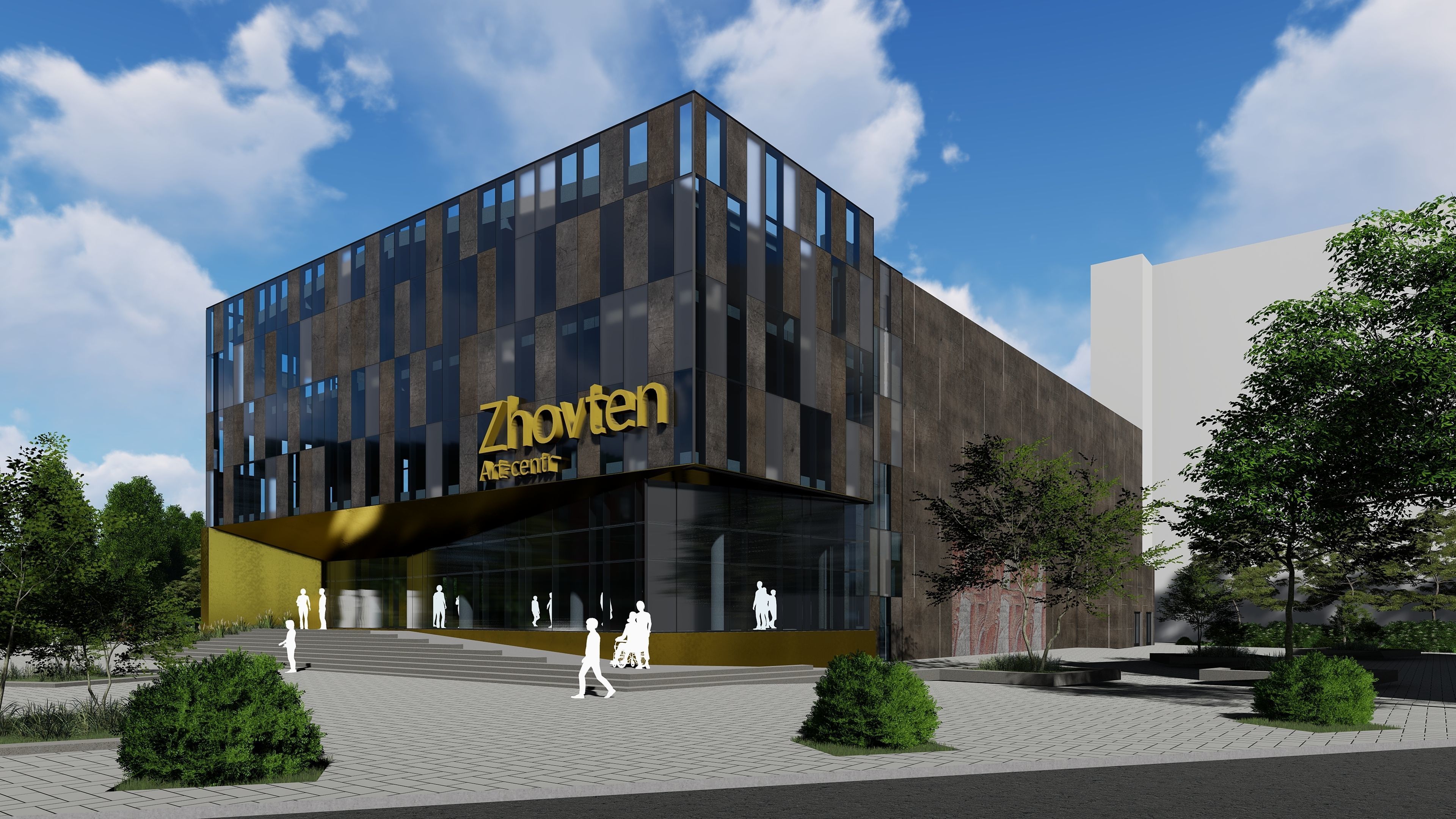 3D model of the cinema building reconstruction 6 versions 3D model ...