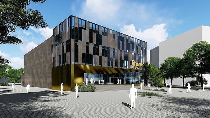 3D model of the cinema building reconstruction 6 versions 3D model ...