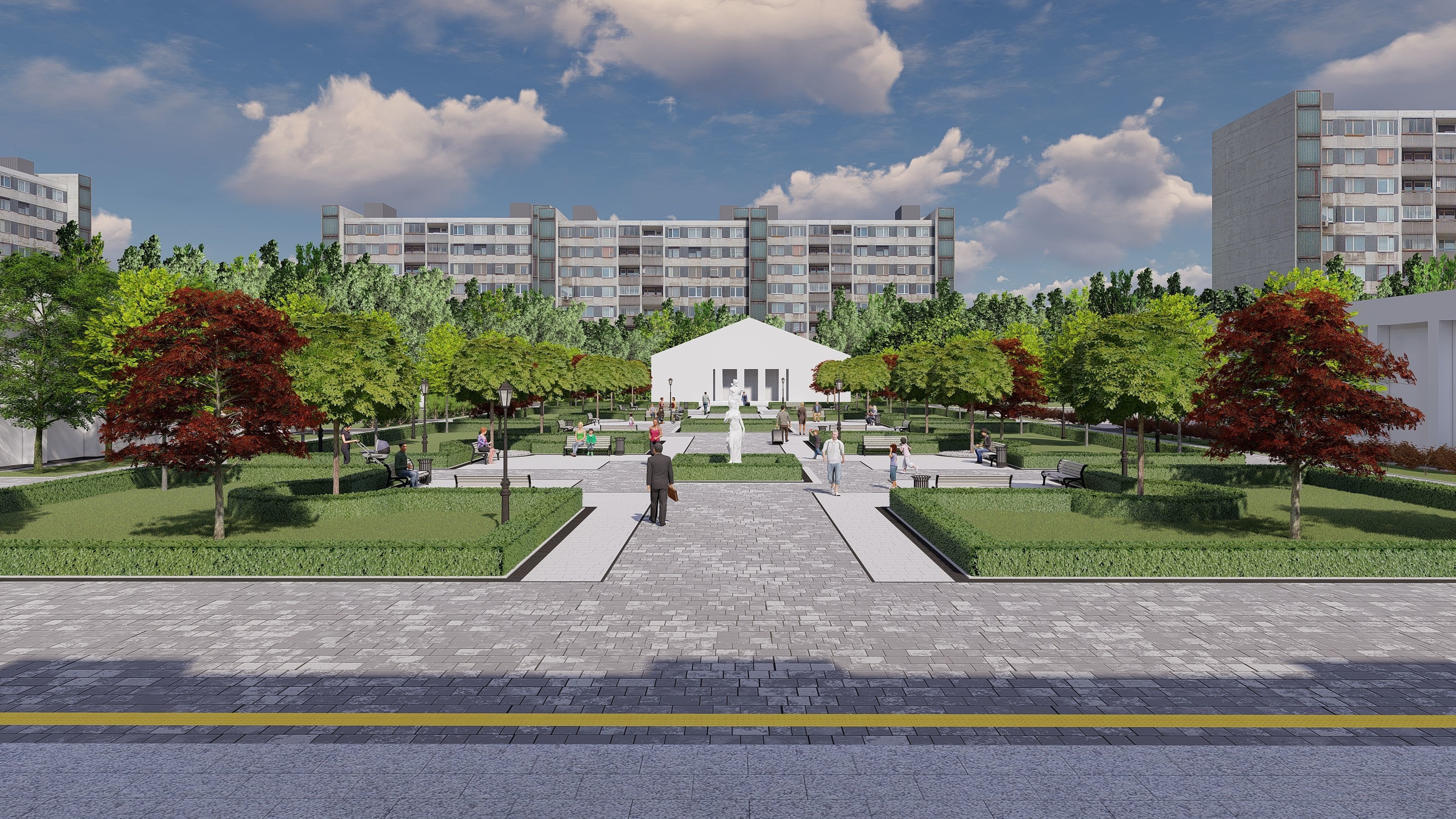 3D model of the square in the classic style of 2 versions 3D model ...