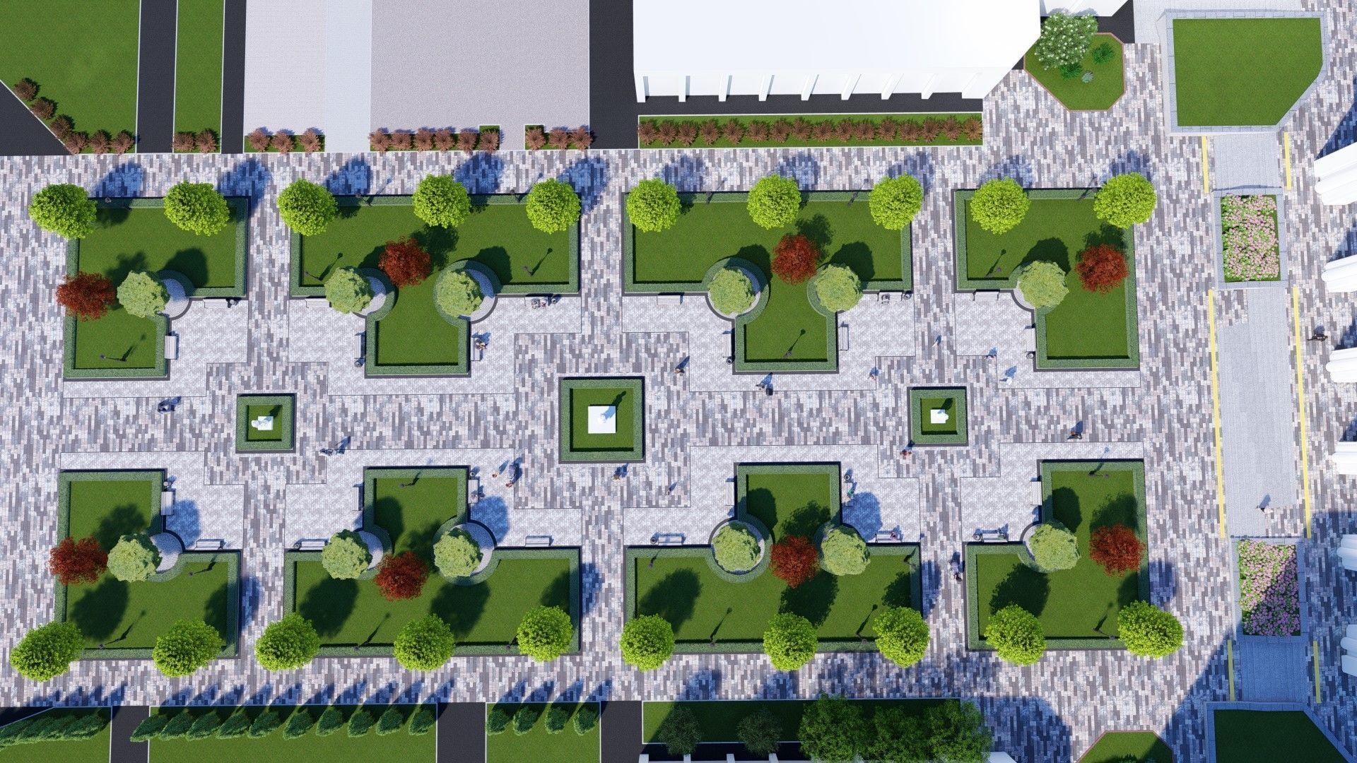 3D model of the square in the classic style of 2 versions 3D model ...