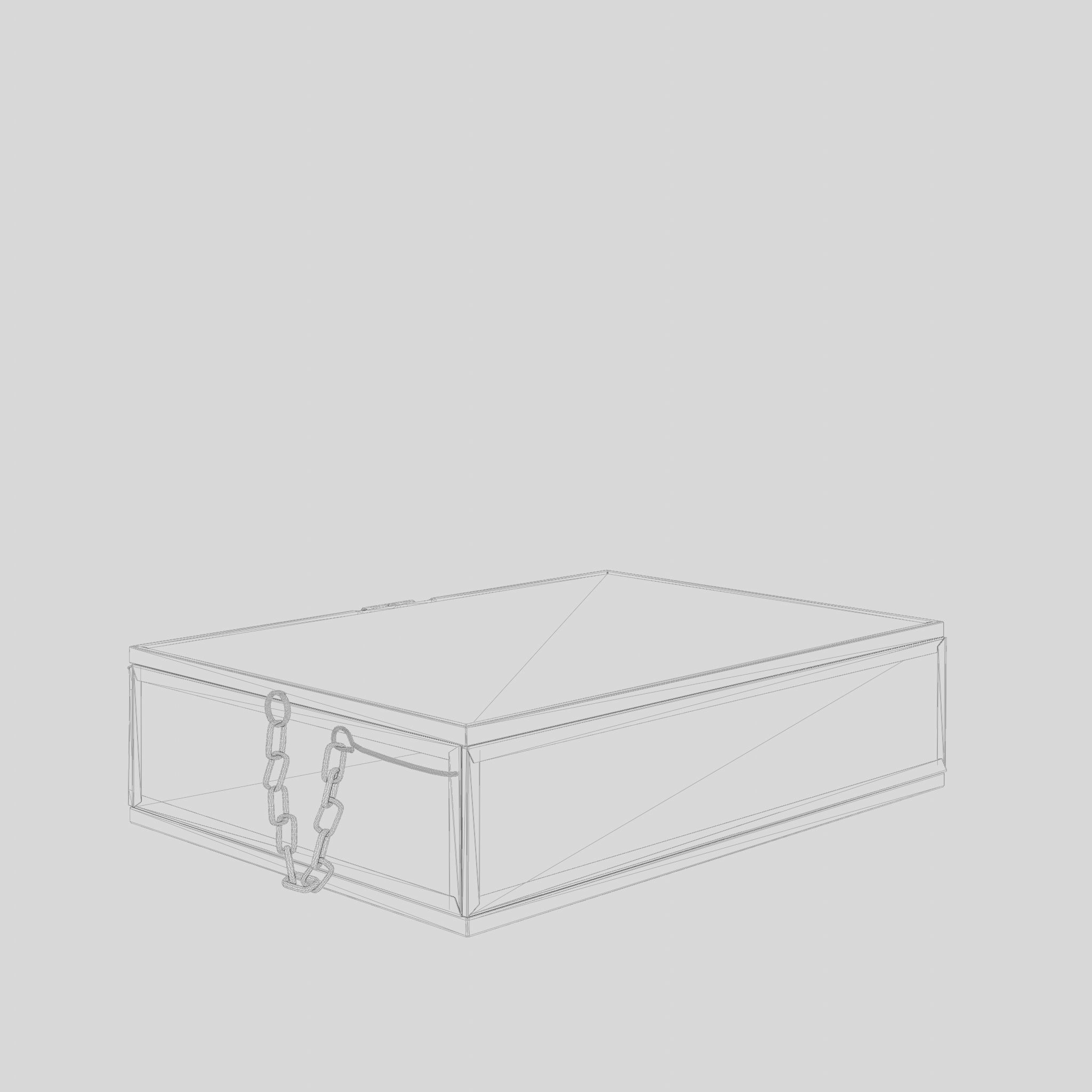 3D model 3D Model of a rectangular jewelry box in clear glass VR / AR ...