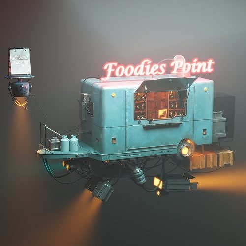 The Retro Style Futuristic Vendor Shop 3D model | CGTrader