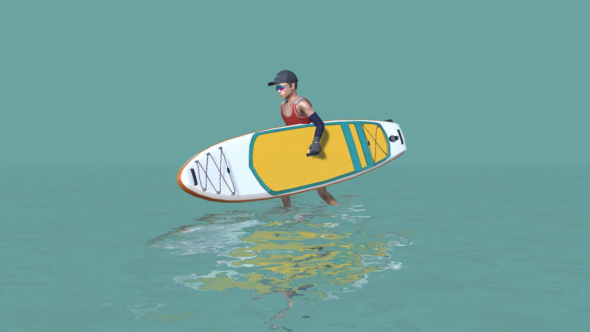 SUP Surfing Actions 3D model animated rigged | CGTrader