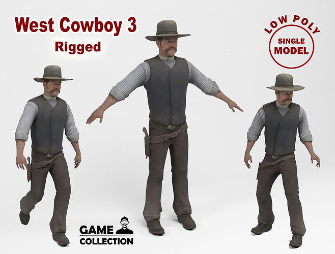 3D model West Cowboy 3 VR / AR / low-poly | CGTrader