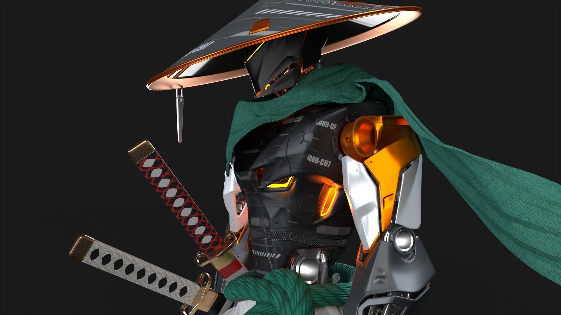 3d Model Cyborg Samurai Vr Ar Low Poly Cgtrader