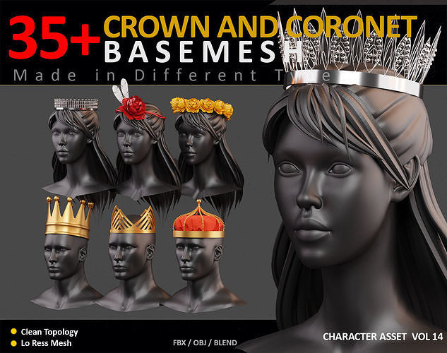 3D model 35 CROWN BASEMESH VR / AR / low-poly | CGTrader