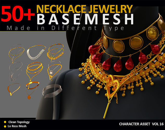 3D model 50 NECKLACE JEWELRY BASEMESH VR / AR / low-poly | CGTrader