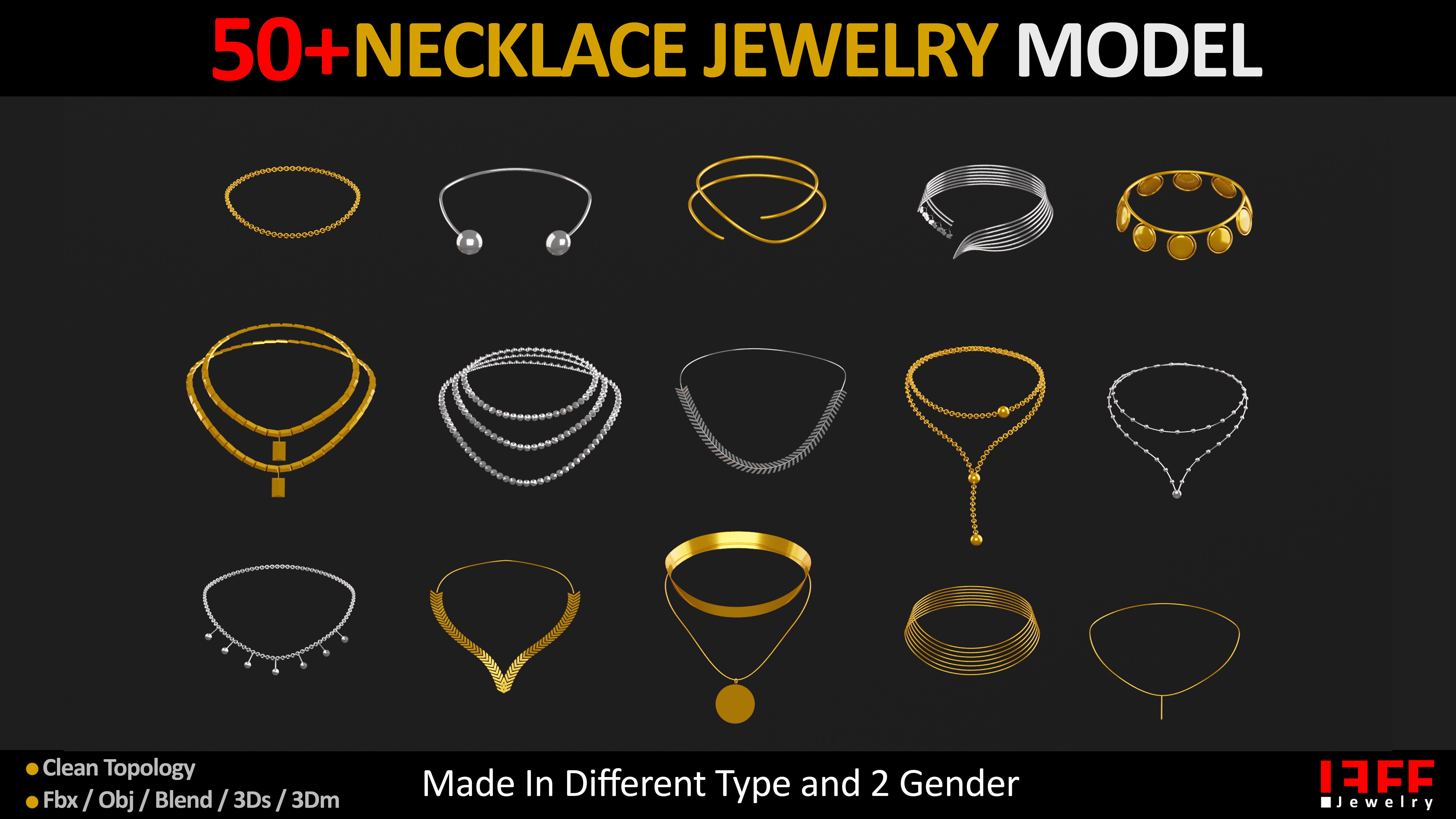 3D model 50 NECKLACE JEWELRY BASEMESH VR / AR / low-poly | CGTrader
