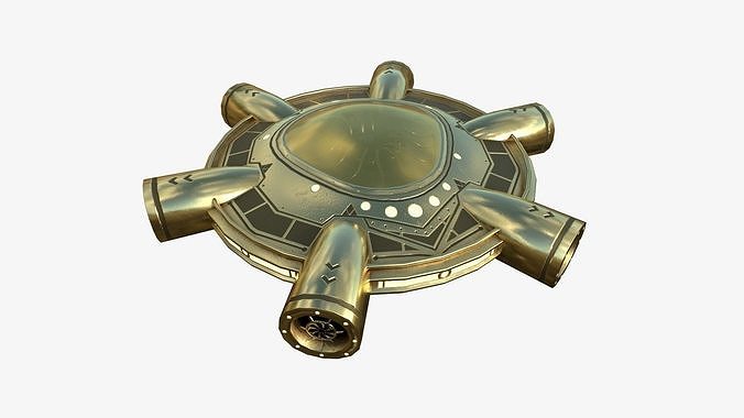 3D model Alien Spaceship UFO J07 Gold - Sci Fi Spacecraft Design VR ...