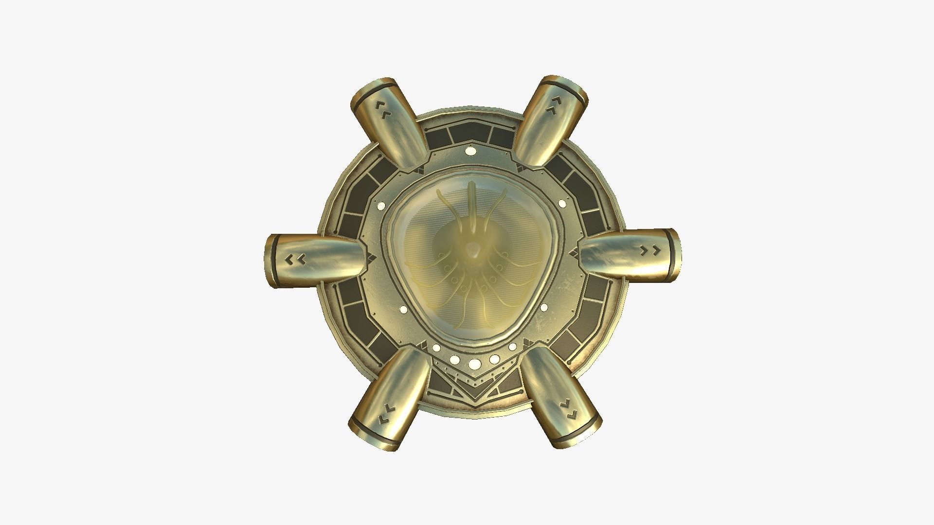 3D model Alien Spaceship UFO J07 Gold - Sci Fi Spacecraft Design VR ...